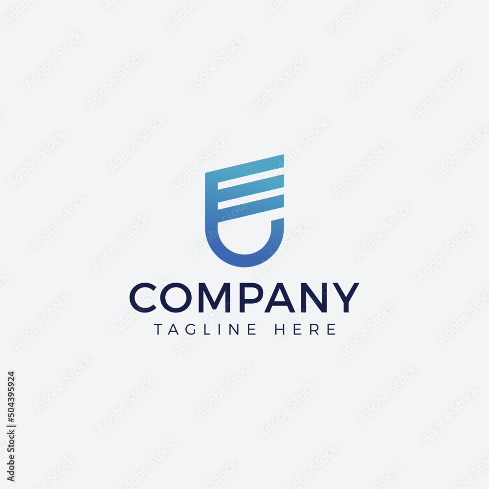Simple letter E logo design with wing outline shape for brand identity ...