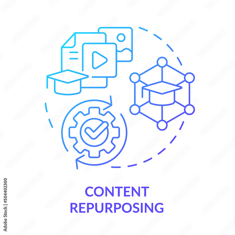 Content repurposing blue gradient concept icon. Tendency in skill ...