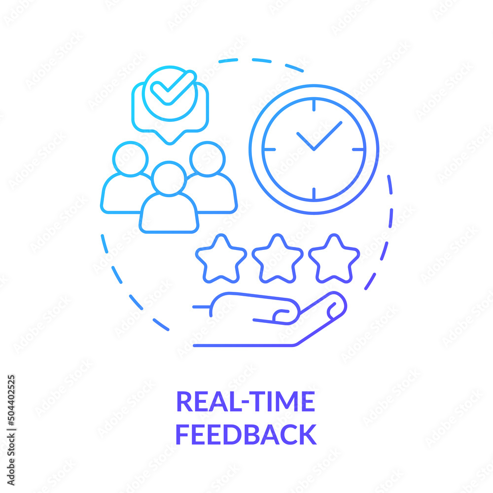 Real-time feedback blue gradient concept icon. Tendency in skill ...
