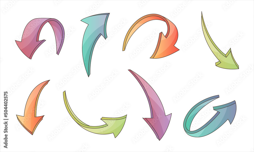 Set of hand-drawn sample arrow. Colorful vector arrow icons. Arrow ...