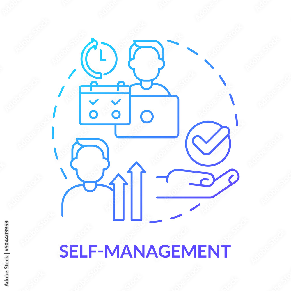 Self-management blue gradient concept icon. Soft skill for career ...