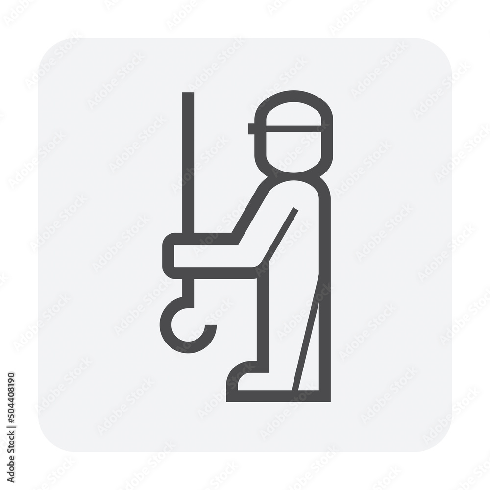 Rigger vector icon. Include crane hook, rope or sling. That worker ...