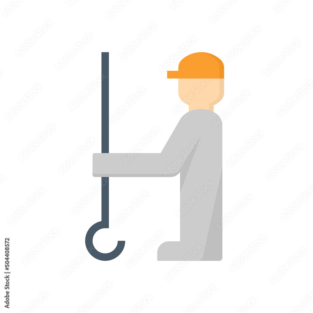 Rigger vector icon. Include crane hook, rope or sling. That worker ...