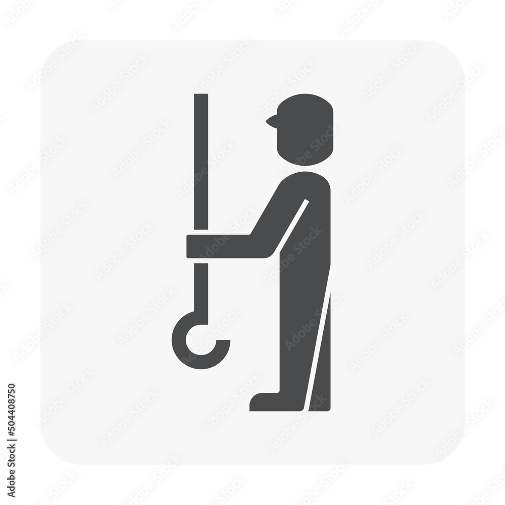 Rigger vector icon. Include crane hook, rope or sling. That worker ...