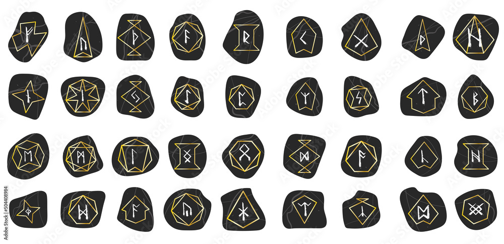 Rune. Set of Hand Drawn Wax Chalk Texture with Gradient Frame, Mystical ...
