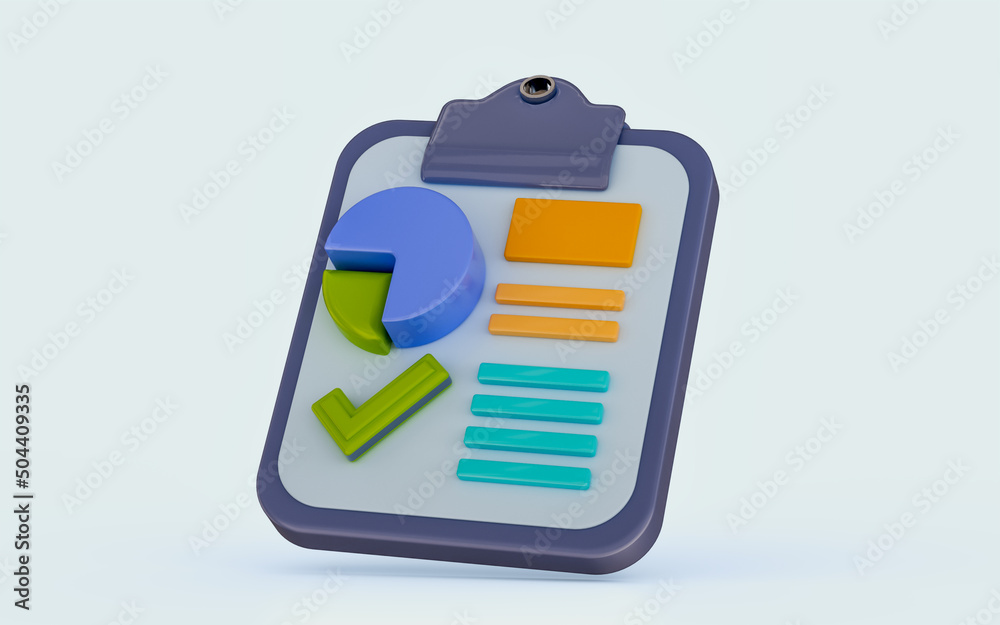 pie chart information check mark with white clipboard infographic bars ...