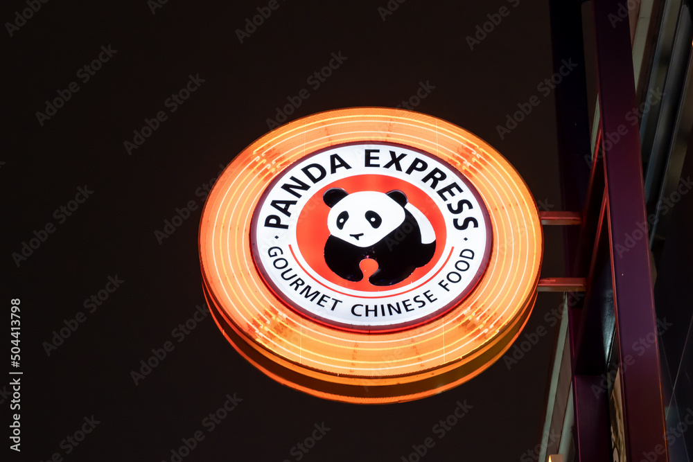 Orlando, Fl, USA - February 6, 2022: Panda Express logo in the night is ...