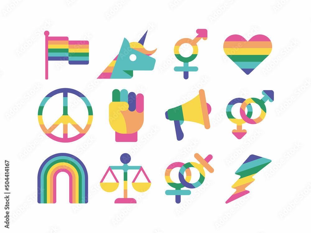 LGBT icons. Set of icons for the world day against homophobia and ...