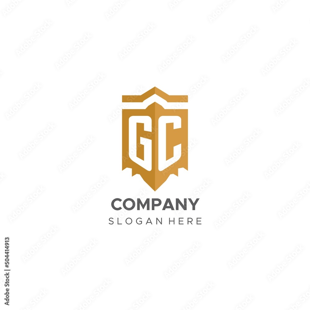 Vetor de Monogram GC logo with shield geometric shape, elegant luxury initial logo design do ...