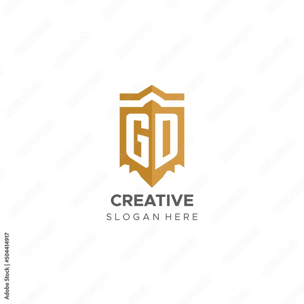Monogram GD logo with shield geometric shape, elegant luxury initial ...