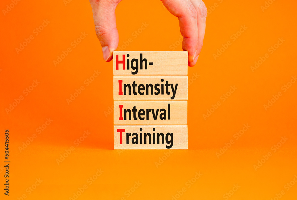 HIIT high-intensity interval training symbol. Concept words HIIT high ...