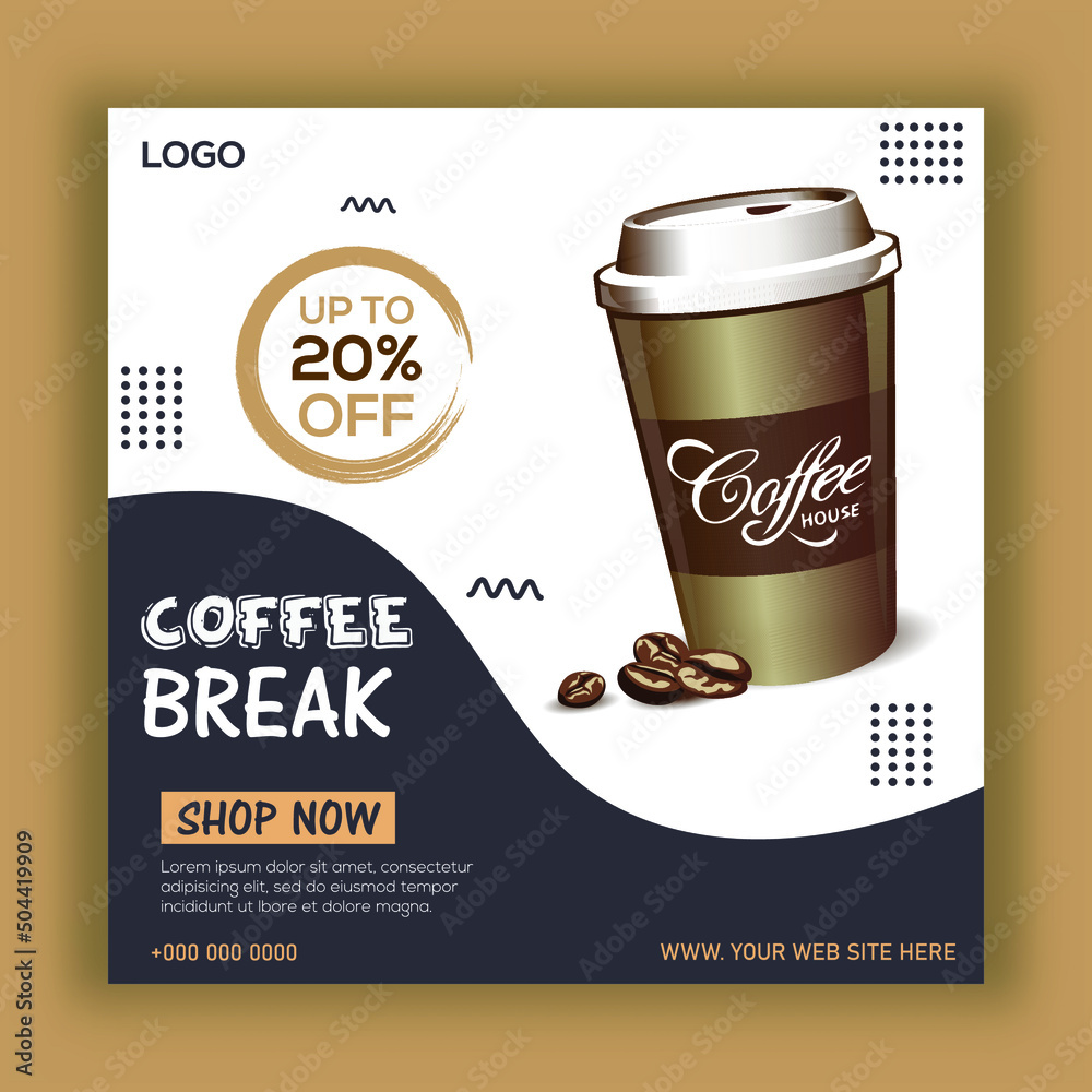 Vetor de Coffee social media banner design. creative, Modern, vector ...