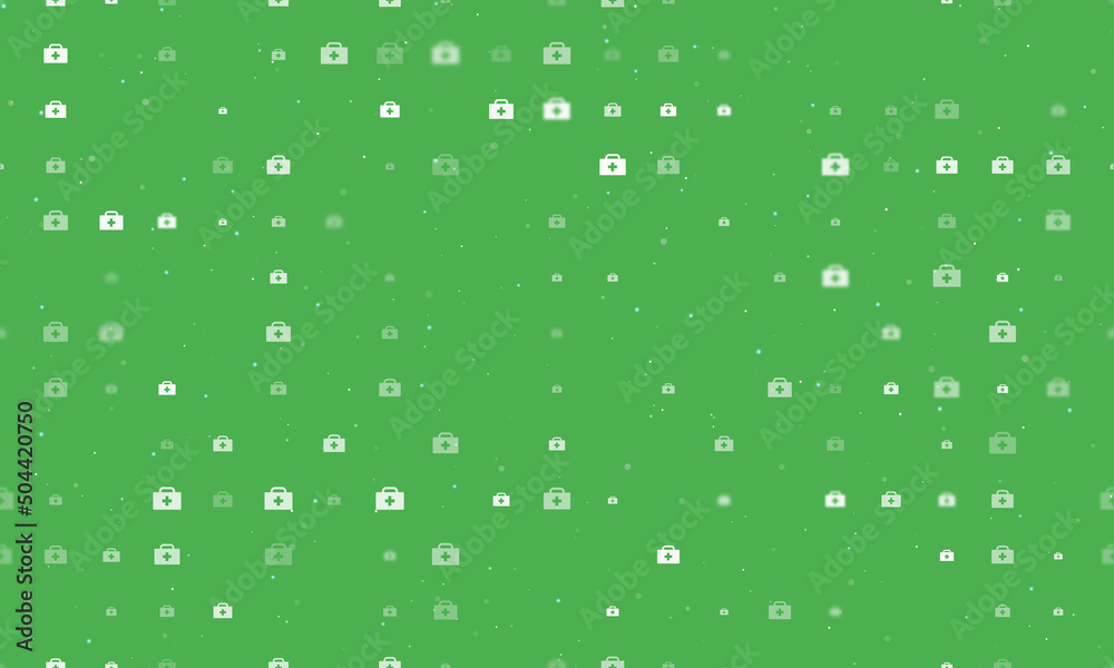 Seamless background pattern of evenly spaced white first aid symbols of ...