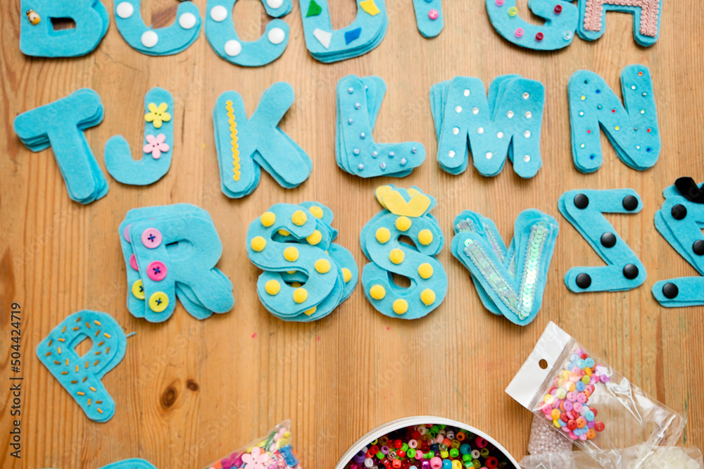 Hand made felt alphabet letters with decorations. DIY ideas for ...