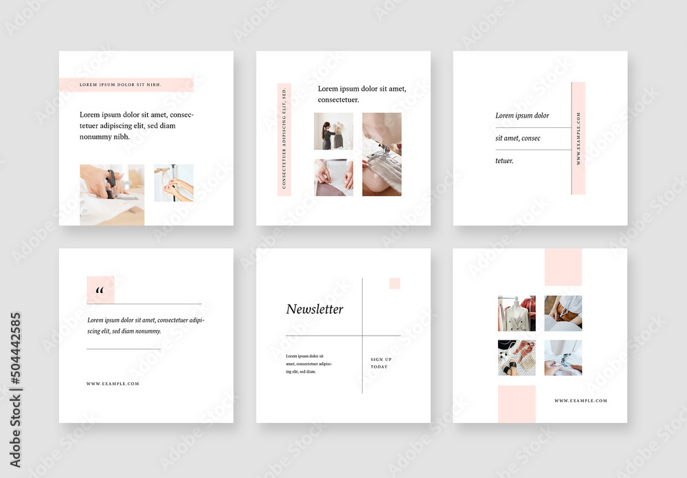 Minimalist Social Media Post Layouts With Soft Pastel Accent Stock ...