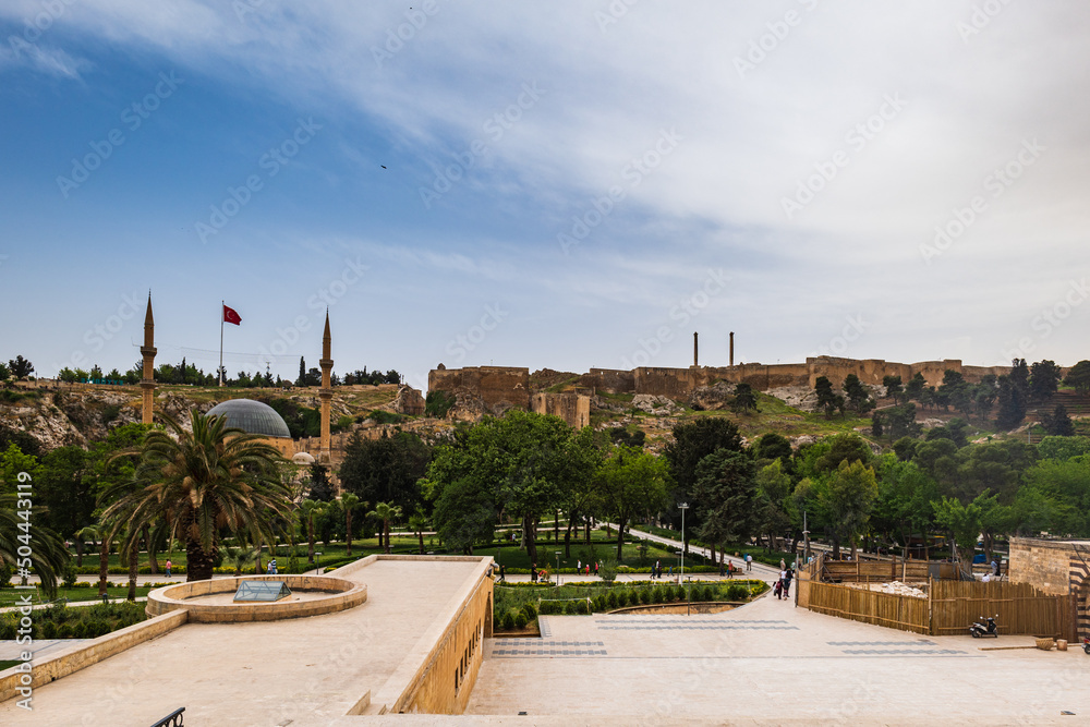 Sanliurfa old town view around popular Balıklıgöl, fish lake, area with ...