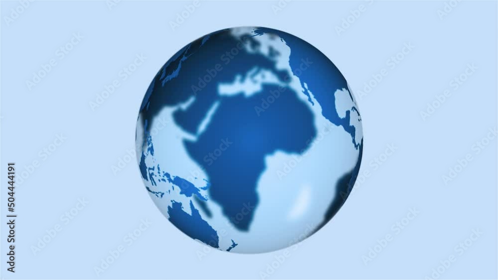 Earth Rotation Animation in Blue Colors. World Map with Meridians ...