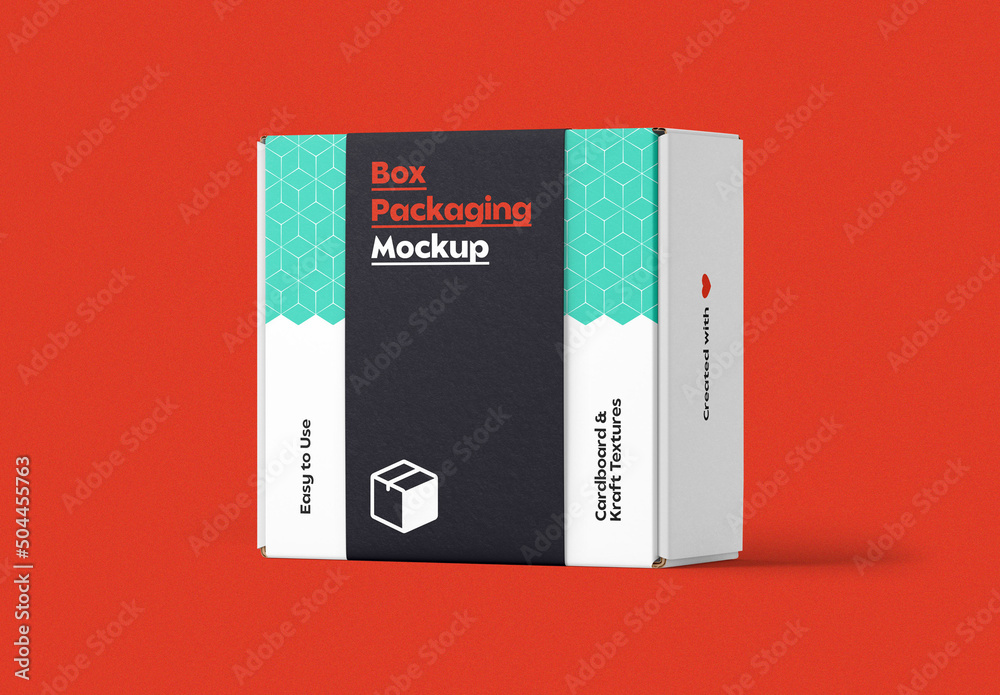 Half Side View Cardboard Delivery Box Mockup Stock Template | Adobe Stock