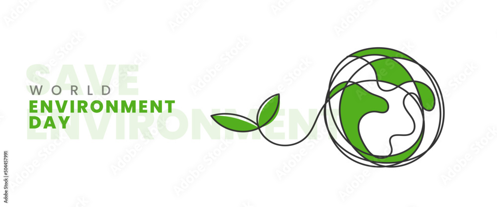 World environment day line art. Save environment banner. Environment ...