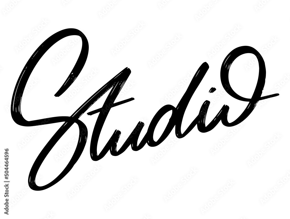 Studio. Vector hand drawn lettering isolated. Template for card, poster ...
