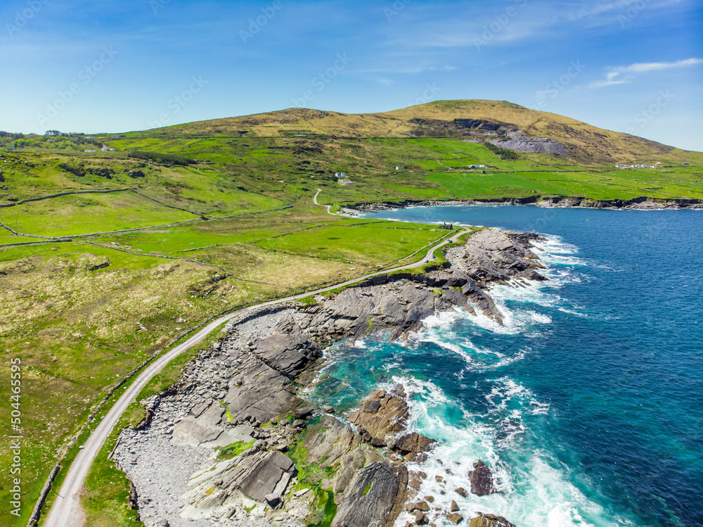 Spectacular aerial view of Mullaghmore Head with huge waves rolling ... Spectacular aerial view of Mullaghmore Head with huge waves rolling ...