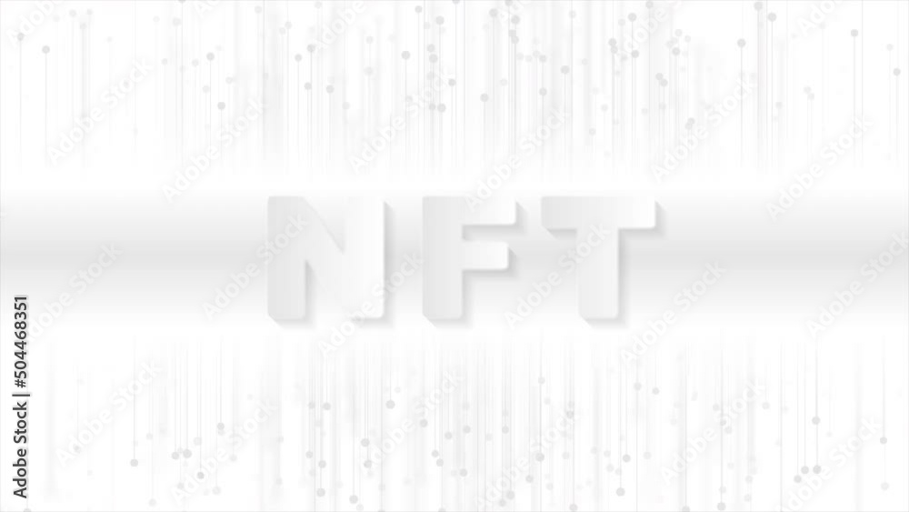 Minimal non fungible token. Grey white NFT abstract technology motion ...