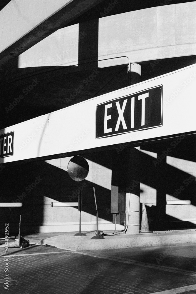 Parking Garage With A Bold Exit Sign Stock Photo | Adobe Stock