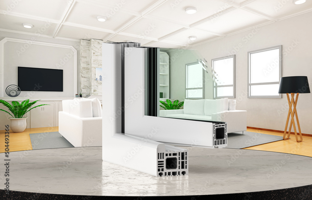 upvc window profile frame in living room Stock Illustration | Adobe Stock