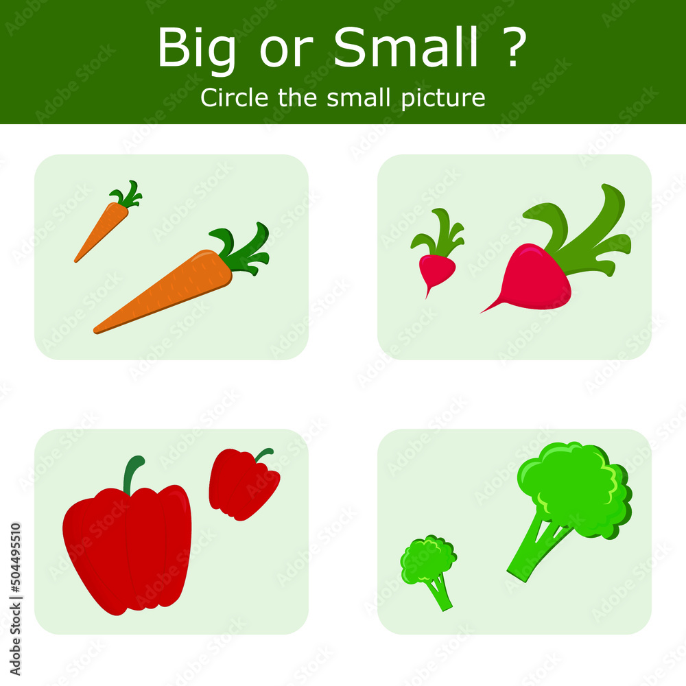 Appropriate children's educational game. Find where the big and small ...