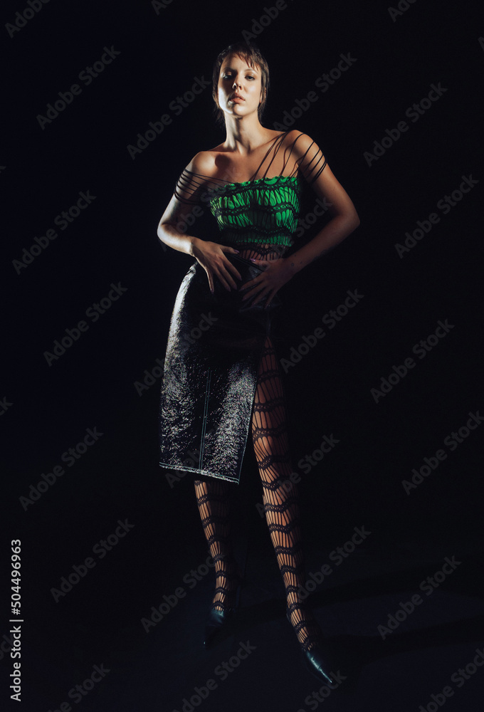 Top Model posing on black background. Stock Photo | Adobe Stock