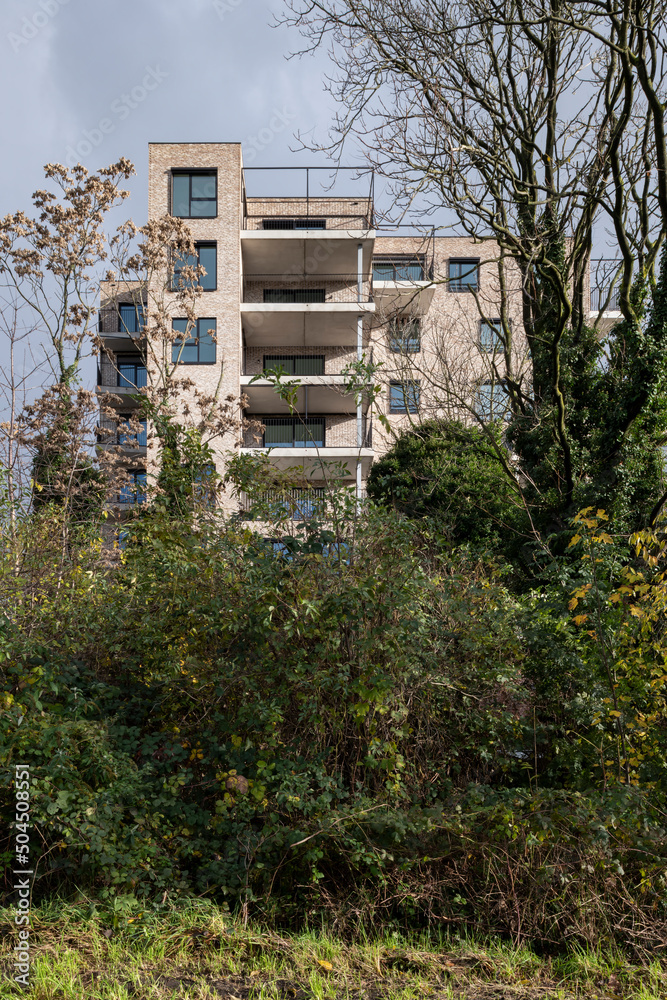 apartment building and bush Stock Photo | Adobe Stock