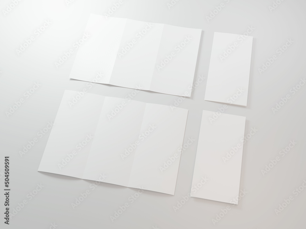 Leaflet 3D render mockup visualisation with empty sheets and simple ...