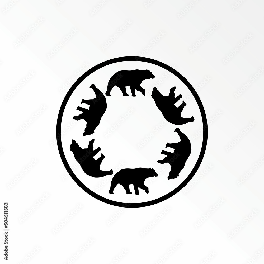 Six bears which is running round line circle image graphic icon logo ...