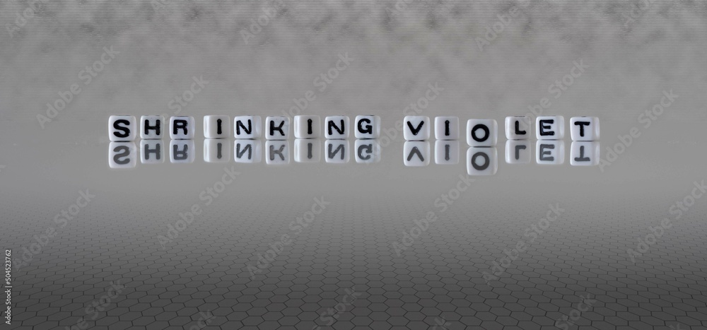 shrinking violet word or concept represented by black and white letter ...