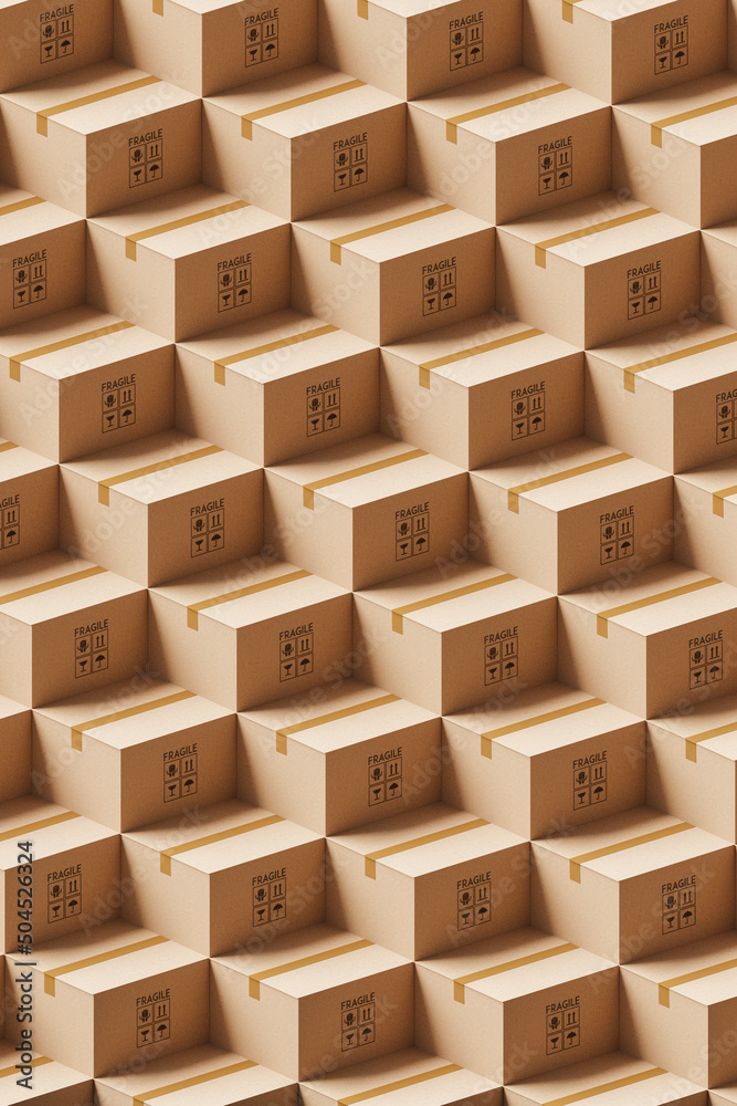 Delivery and shipping concept - cardboard package boxes background ...