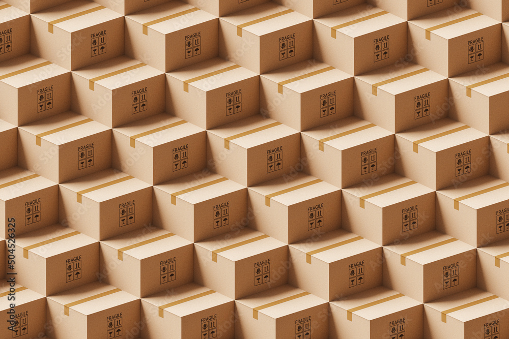 Delivery and shipping concept - cardboard package boxes background ...