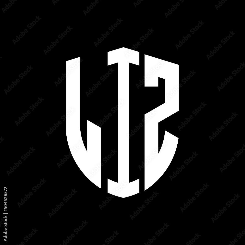 LIZ letter logo design. LIZ modern letter logo with black background ...