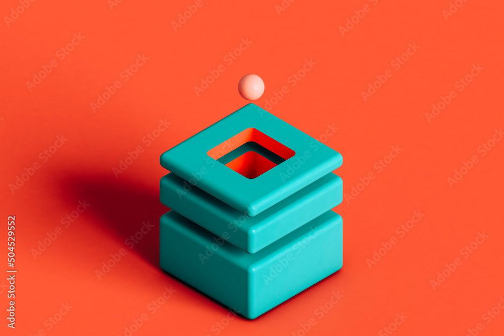 3d render of cube with hole Stock Photo | Adobe Stock