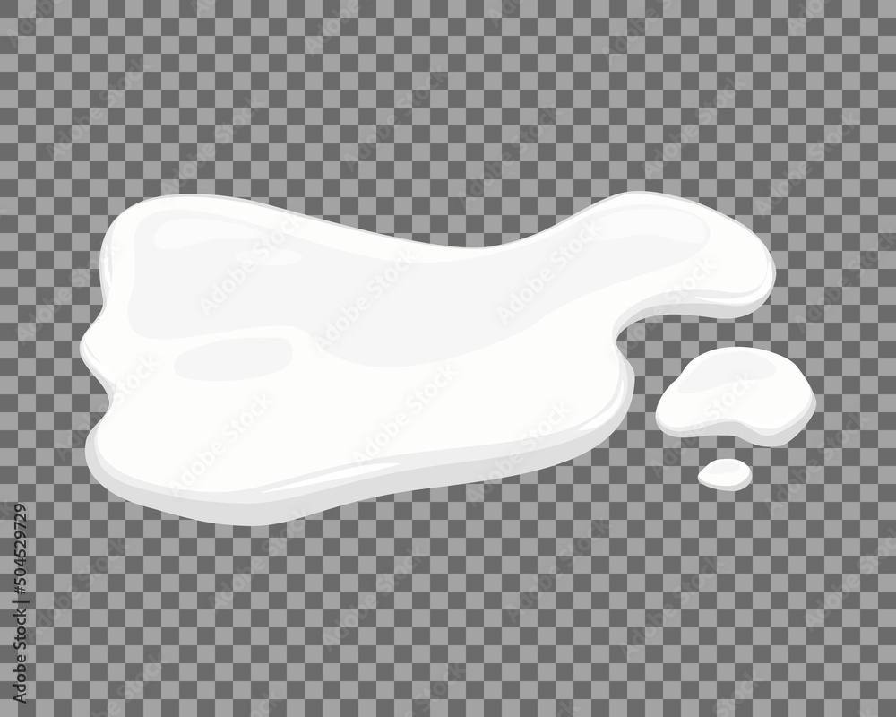 Milk spill on a transparent background. Puddle of white liquid, yogurt ...