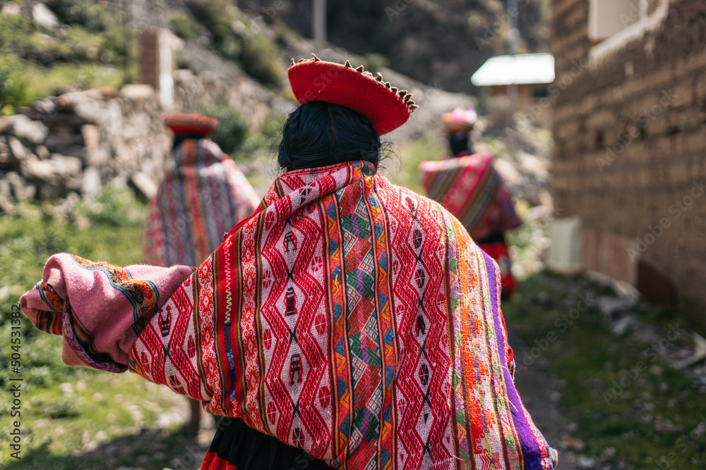 Peruvian women in traditional clothes Stock Photo | Adobe Stock