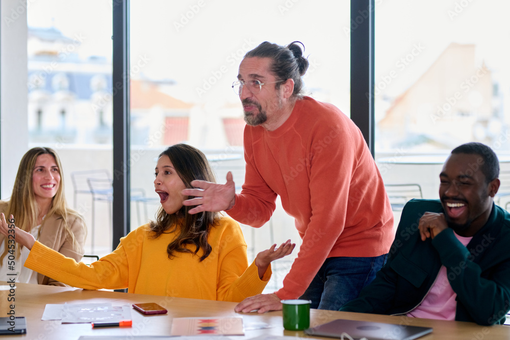 colleagues, meeting, laughing, office, teambuilding, Stock Photo ...
