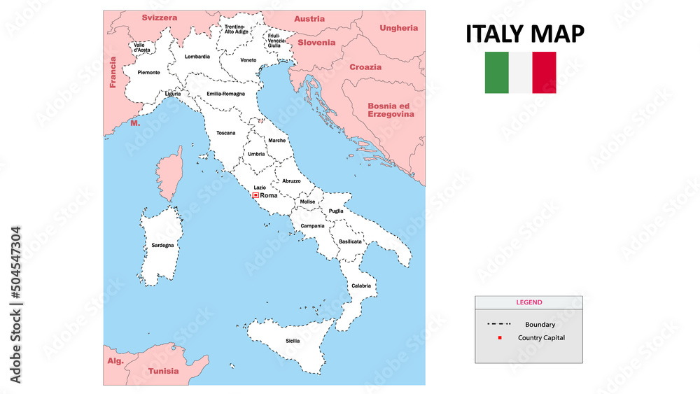 Italy Map. Political map of Italy. Italy map with neighboring countries ...