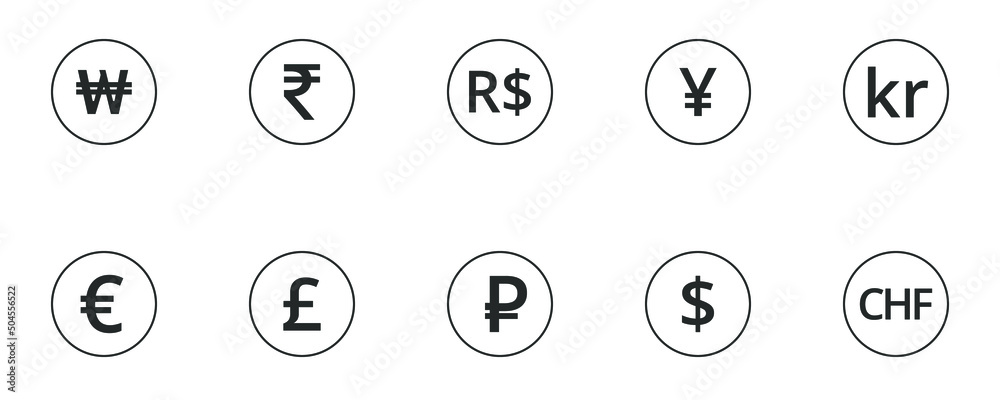 Set of money currency symbol FKVT Foto Poster Wandbilder bei EuroPosters