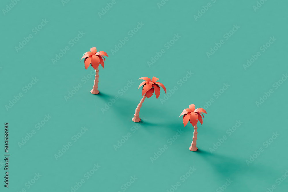 three low poly palm trees on a blue background with copy space Stock ...