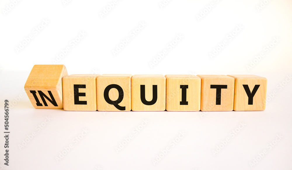 Inequity or equity symbol. Turned wooden cubes and changed the concept ...