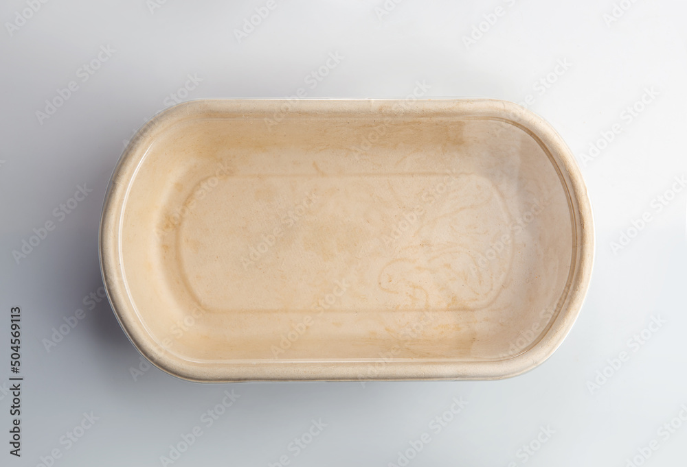 Paper food container with plastic lid isolated on white background ...
