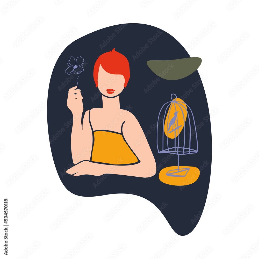 Abstract woman silhouette and abstract decor elements. Minimal ... Abstract woman silhouette and abstract decor elements. Minimal ...
