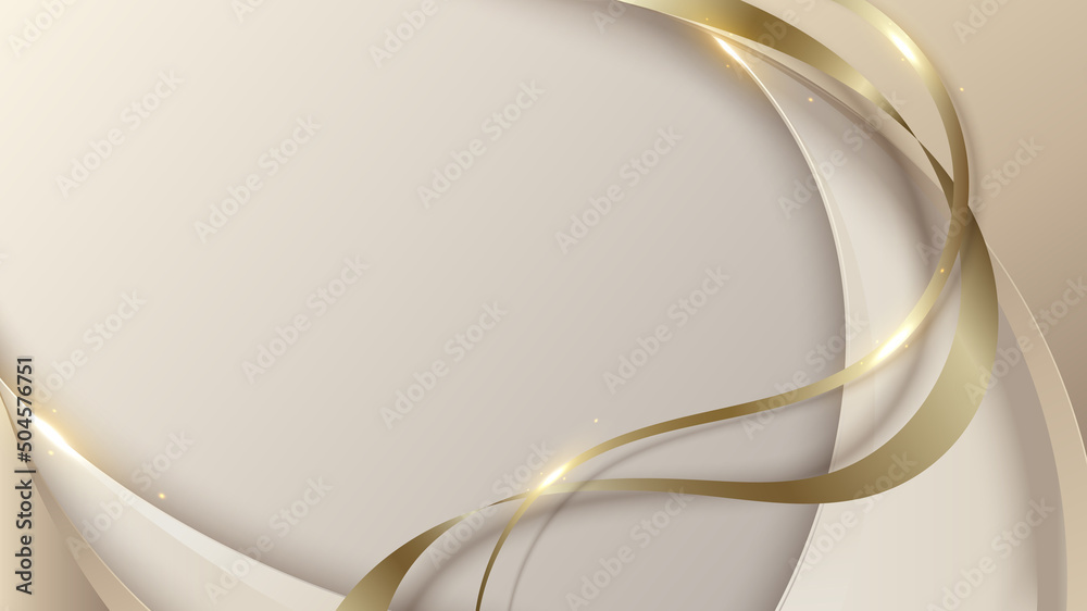 3D modern luxury template design white, light brown curved shapes and ...