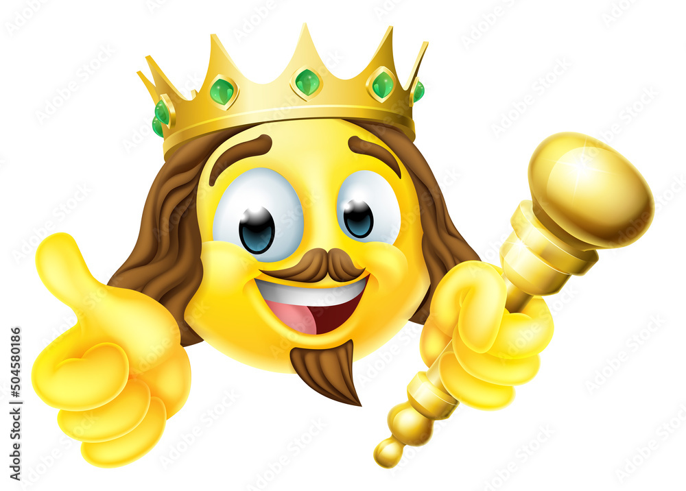 King Emoticon Emoji Face Gold Crown Cartoon Icon Stock Vector | Adobe Stock