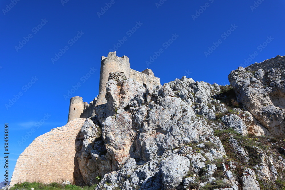 Rocca Calascio, mountaintop medieval fortress at 1512 meters above sea ...